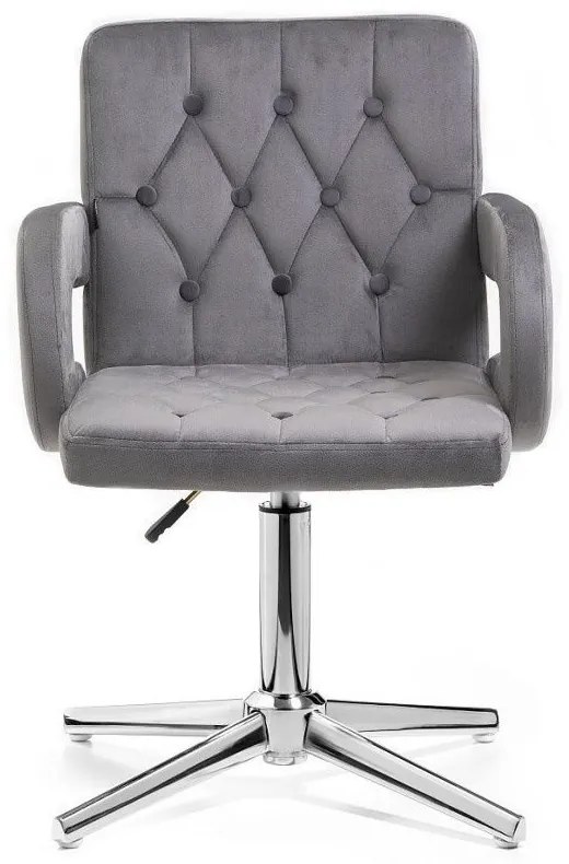 LuxuryForm DESIGN Otočná židle BOSTON VELUR na stříbrném kříži - šedá