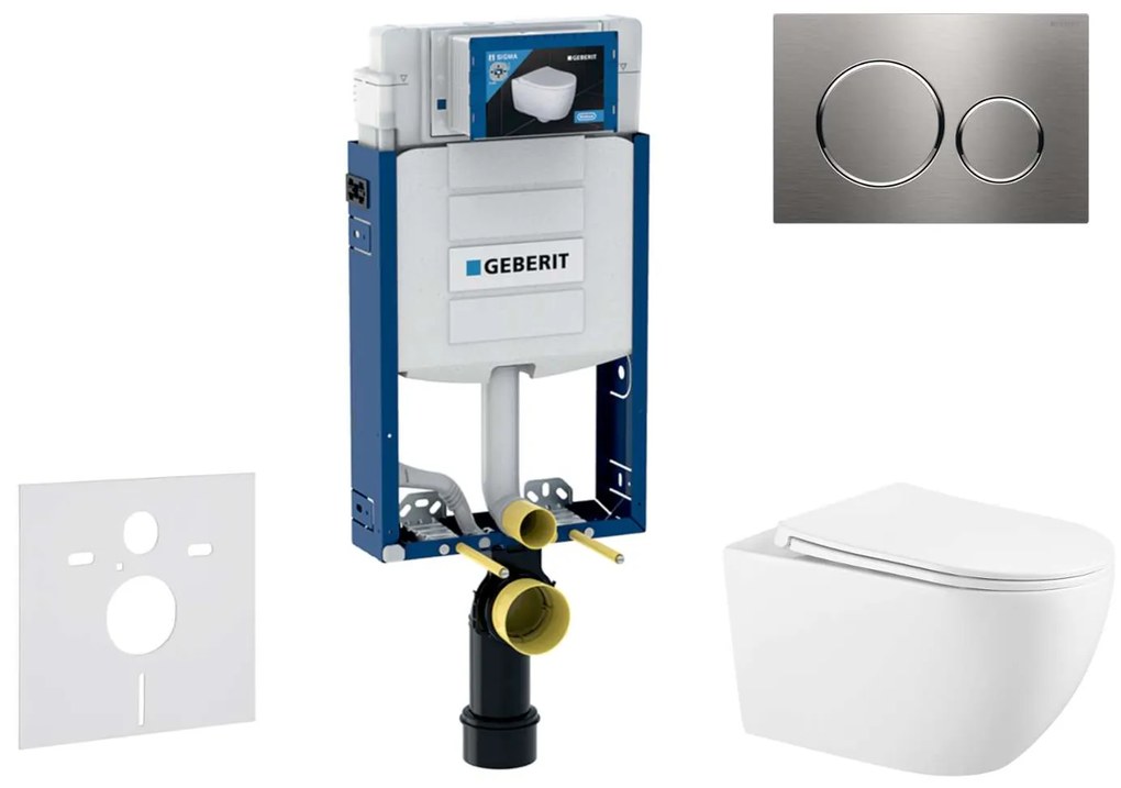 Geberit Kombifix - Set předstěnové instalace, klozetu Gaia a sedátka softclose, tlačítko Sigma20, nerez SANI15CA6102