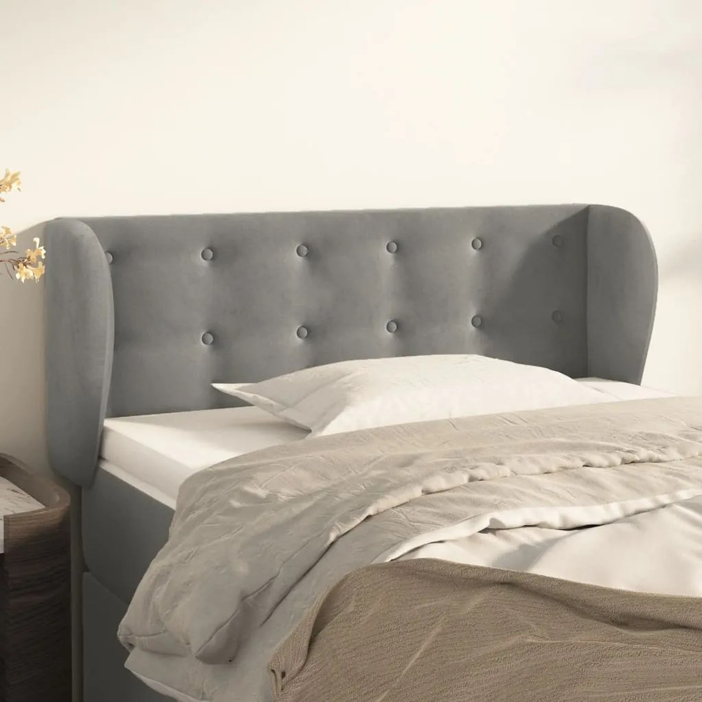 Čelo postele typu ušák světle šedé 83x23x78/88 cm samet 3117608