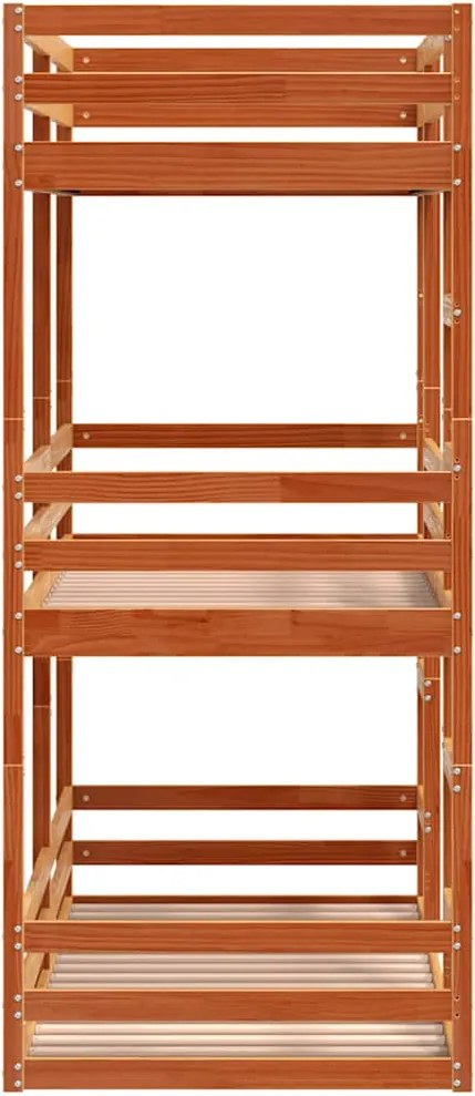 Třípatrová postel voskově hnědá 90x200 cm masivní borové dřevo 3284256
