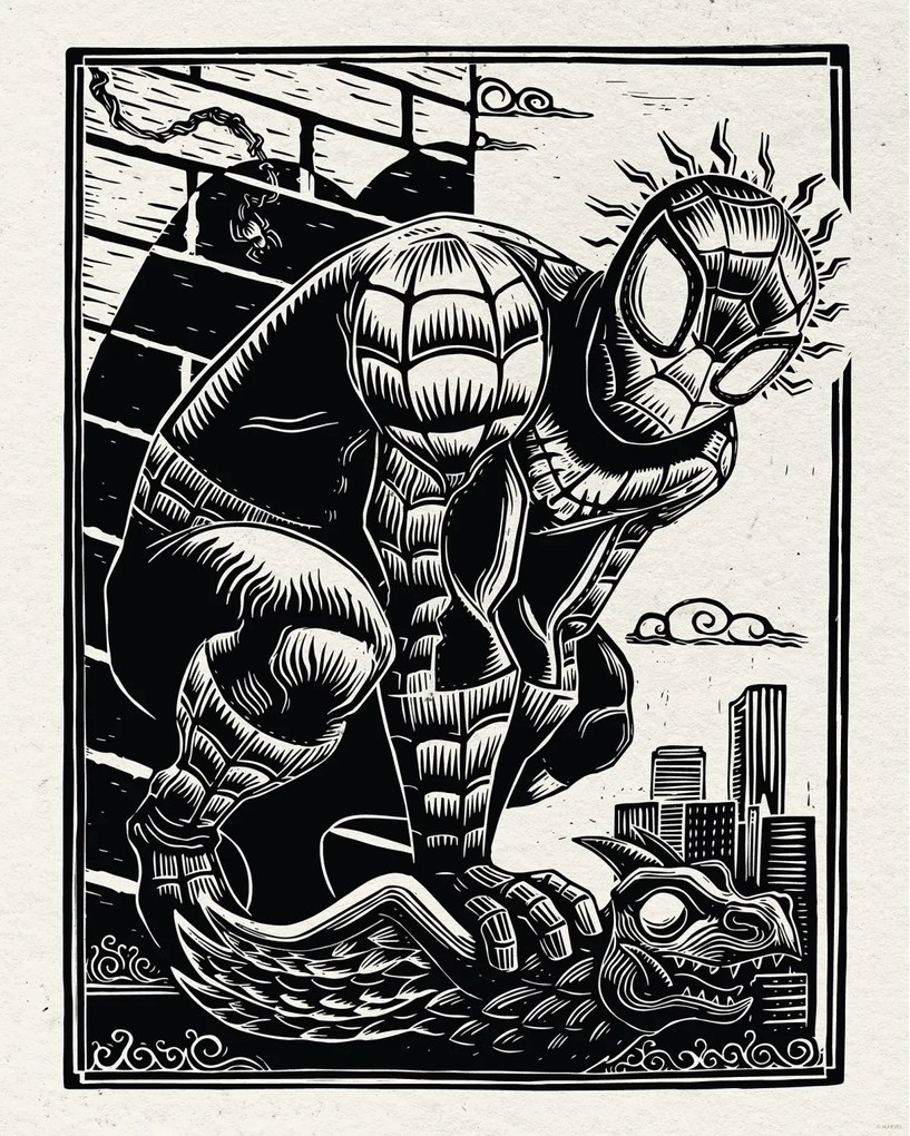 Komar Plakát Marvel Spider-Man Lino-Cut 40 x 50 cm