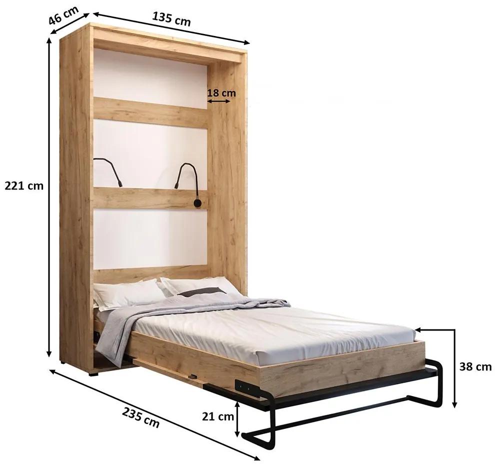 Case | sklápěcí postel 120 | dub kraft zlatý/černá