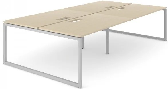 NARBUTAS - Pracovní stůl čtyřmístný s elektrokrabicí NOVA O - hloubka 144 cm