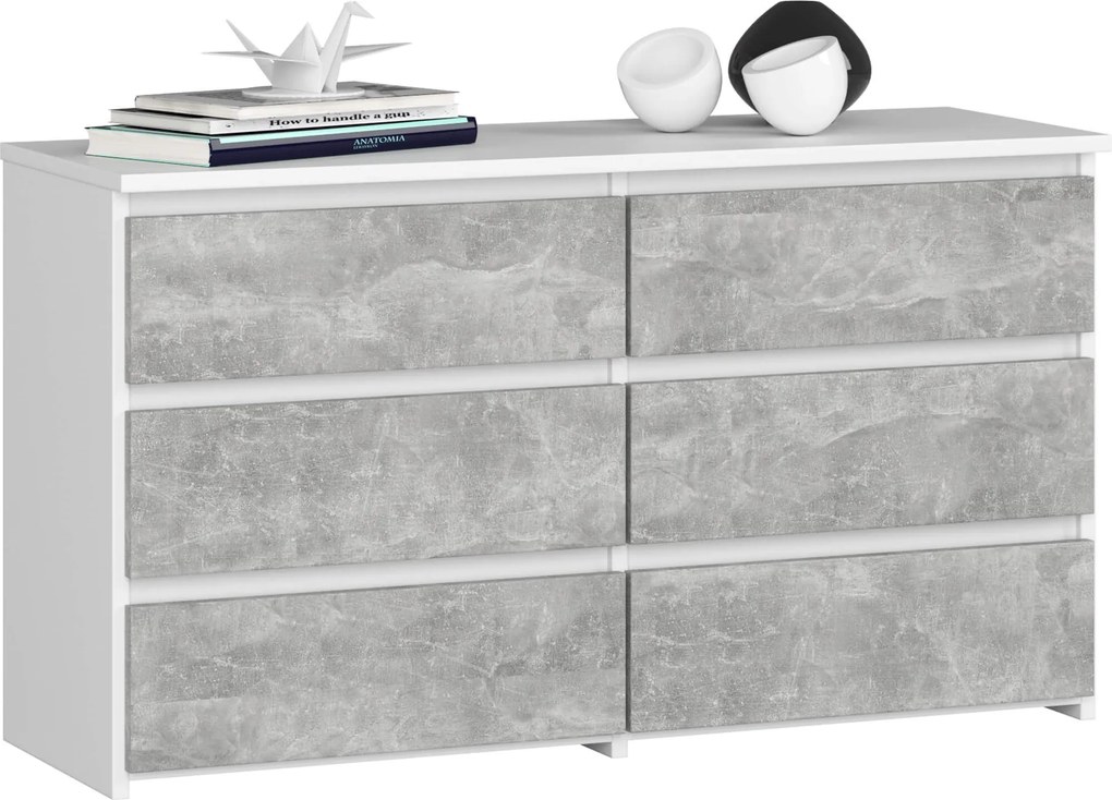 Komoda CL100 6SZ bílá/beton