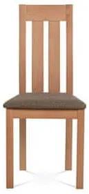 Autronic Dřevěná jídelní židle Jídelní židle, masiv buk, barva buk, látkový potah hnědý melír (BC-2602 BUK3)