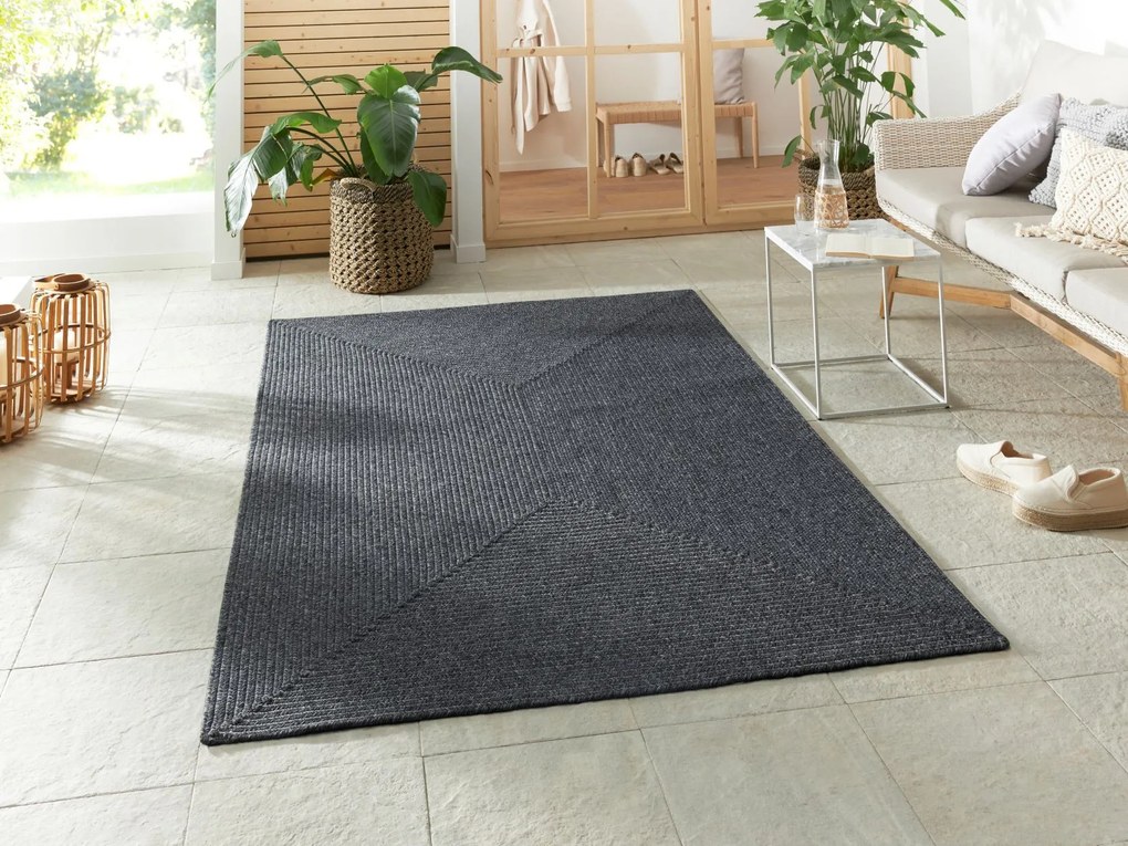 Kusový koberec Braided 105550 Dark Grey – na von aj na doma, 80x200, šedá, chodba / predsieň, Hanse Home