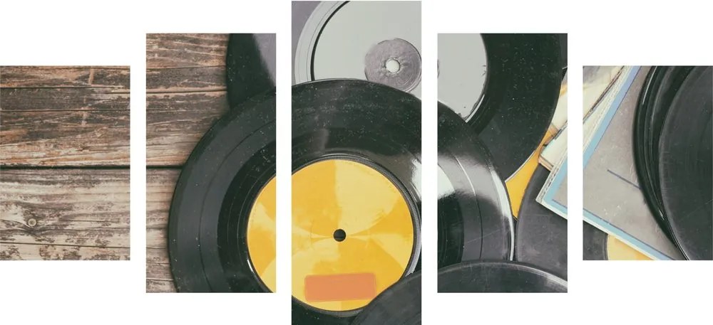 5-dílný obraz staré desky gramofonu Varianta: 200x100
