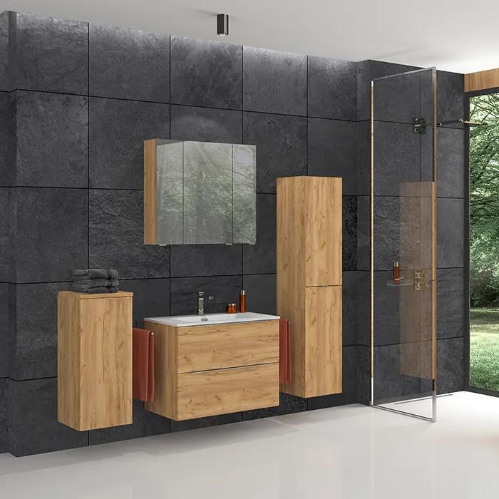 A-Interiéry Koupelnová skříňka s keramickým umyvadlem Amanda C 80, dub country