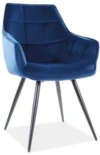 Casarredo Jídelní čalouněná židle TES VELVET granátově modrá/černá