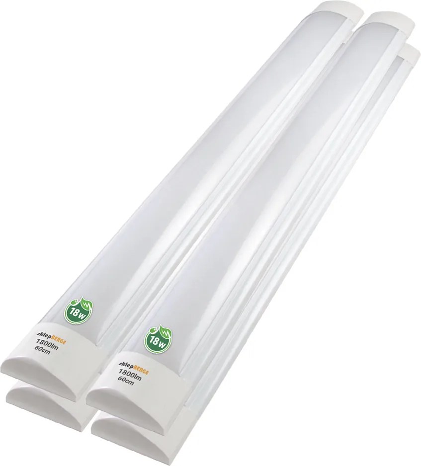 Sada 4 LED lamp do garáže a dílny 18W 60cm 4500K denní světlo 230V