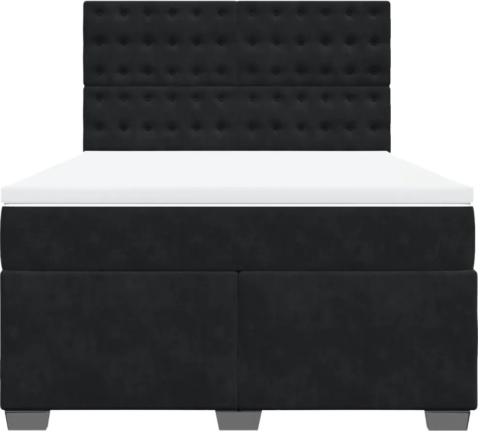 Box spring postel s matrací černá 160x200 cm samet 3290968