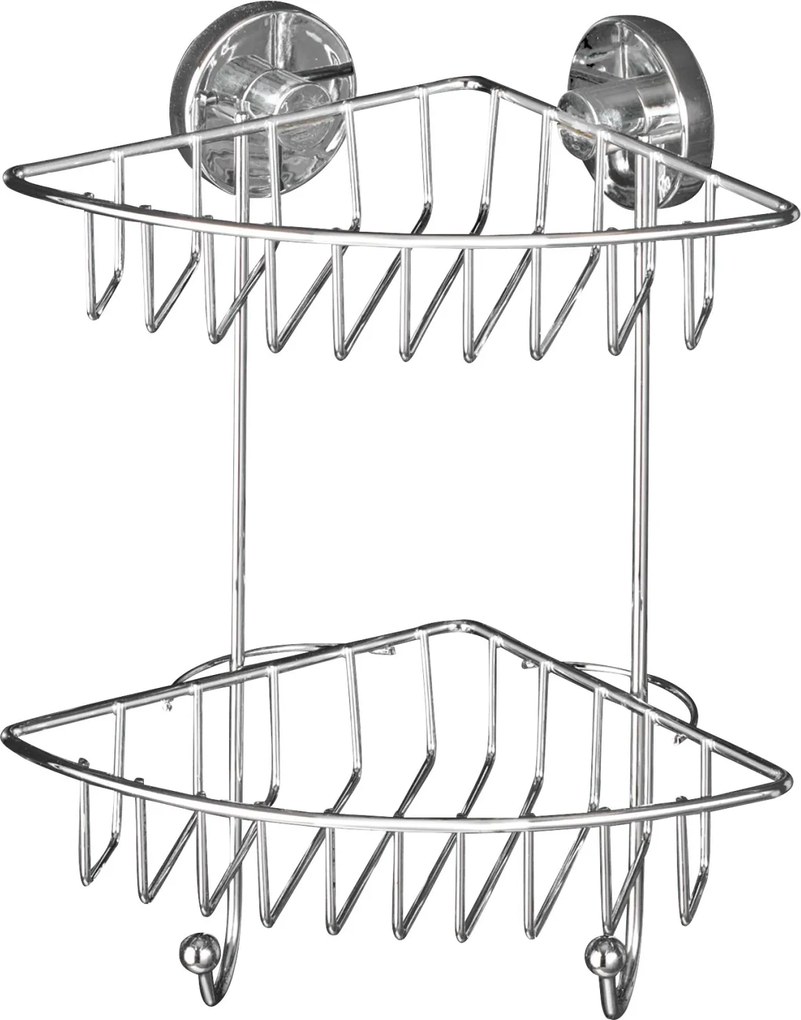 Wenko Vacuum-Loc Rohová polička Bari chrom 2 patra