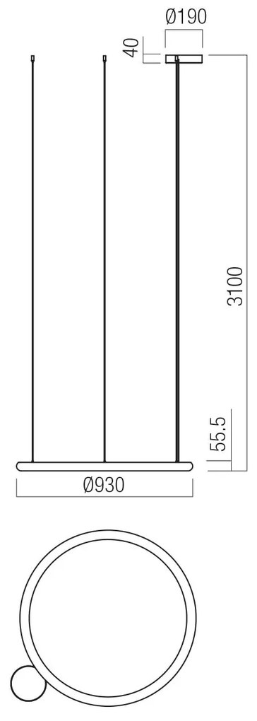 Světla a lustry REDO GROUP Redo HALLEY LED kruhové světlo 50W/93 cm/CCT 2700K/3000K/4000K