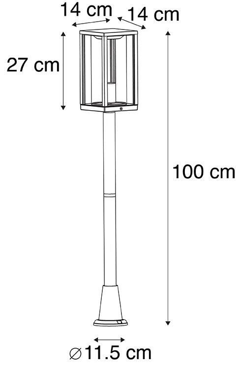 Stojací venkovní lampa černá 100 cm se zemním hrotem a kabelovou průchodkou - Charlois