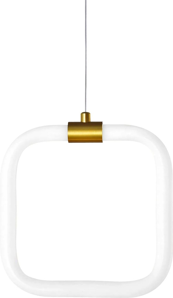 Toolight Toolight, závěsné LED svítidlo 20x20cm, 9W, 3000K, LHJ057-CP1, bílá-zlatá matná, OSW-60030