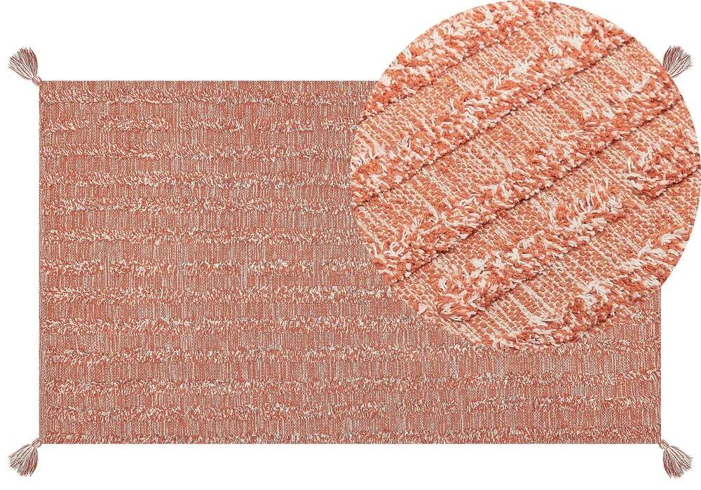 Bavlněný koberec 80 x 150 cm oranžový MUGLA Beliani
