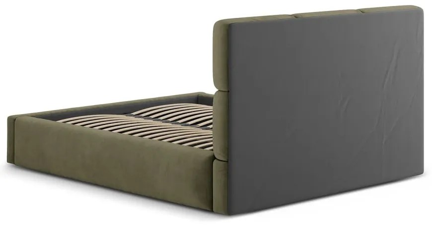 Zelená čalouněná dvoulůžková postel s úložným prostorem s roštem 140x200 cm Libera – Windsor & Co Sofas