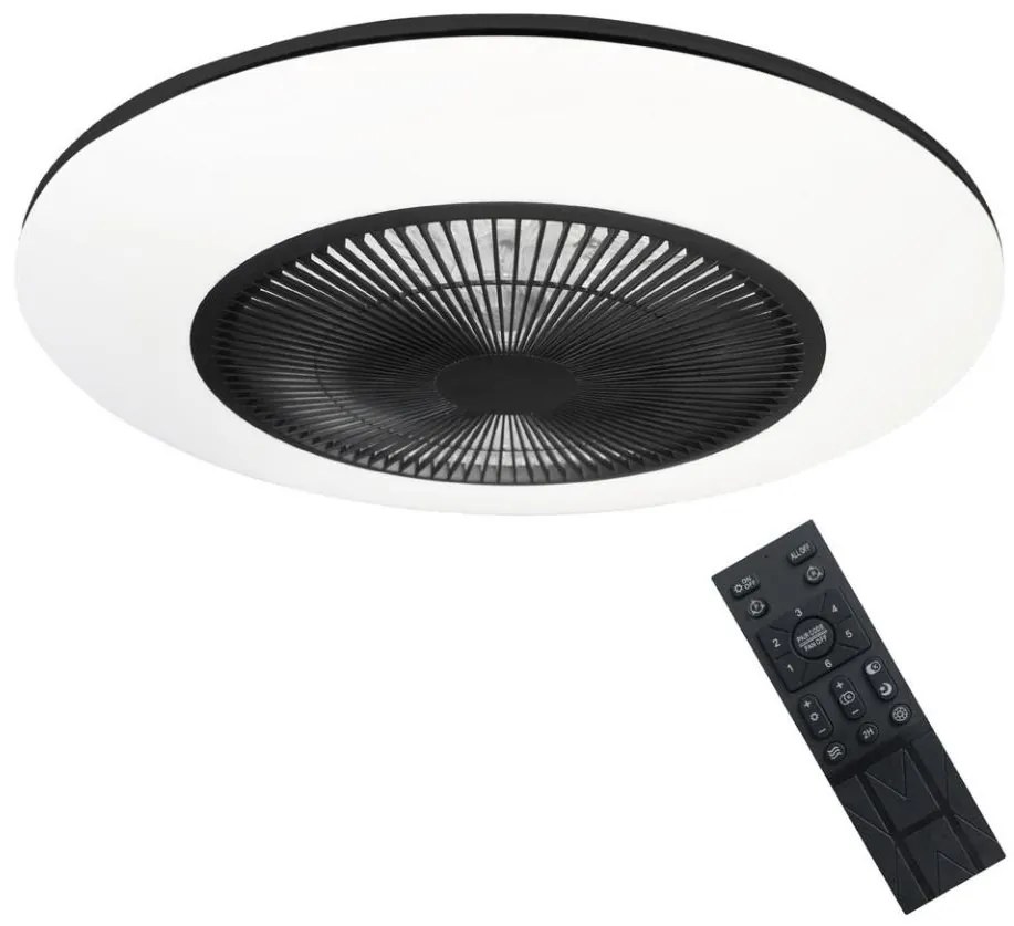 LED Stmívatelné stropní svítidlo s ventilátorem ARIA LED/38W/230V černá/bílá +DO