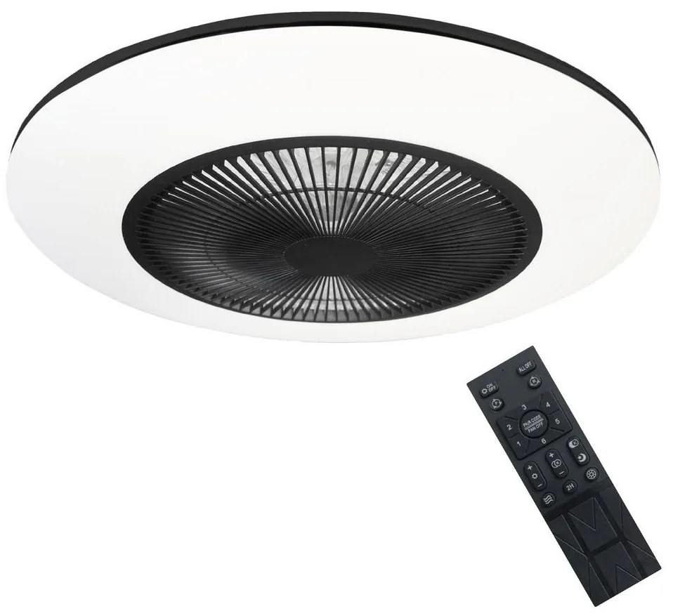 Milagro LED Stmívatelné stropní svítidlo s ventilátorem ARIA LED/38W/230V černá/bílá +DO MI1953