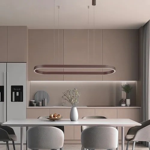 Smart LED závěsné svítidlo Lucande Melinay kávová CCT Tuya 3000K/4000K 51W 2800lm s dálkovým ovládáním 10020398