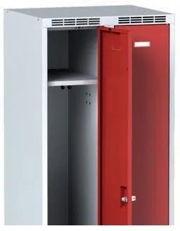Alfa 3 Šatní skříňka s lavičkou, 2-dveřová, červené dveře, otočný zámek