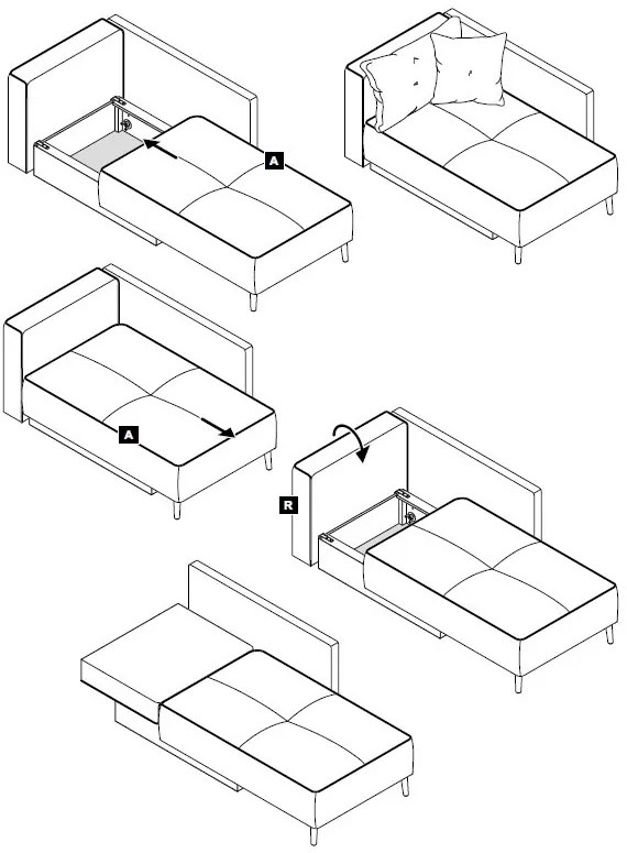 Rozkládací pohovka Rex, šedo-béžová strukturovaná látka