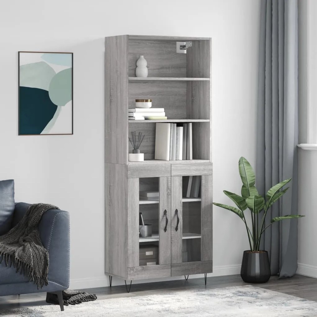 Skříň highboard šedá sonoma 69,5 x 34 x 180 cm kompozitní dřevo 3189315