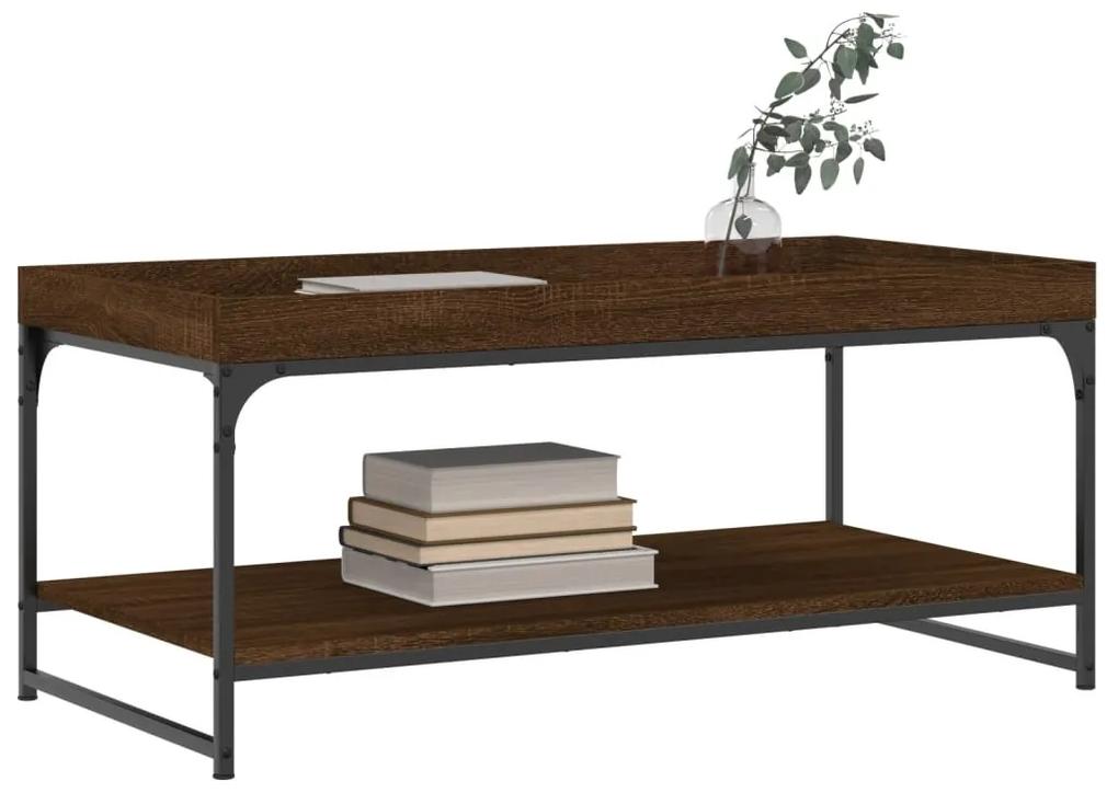 Konferenční stolek hnědý dub 100 x 49 x 45 cm kompozitní dřevo - Default Title