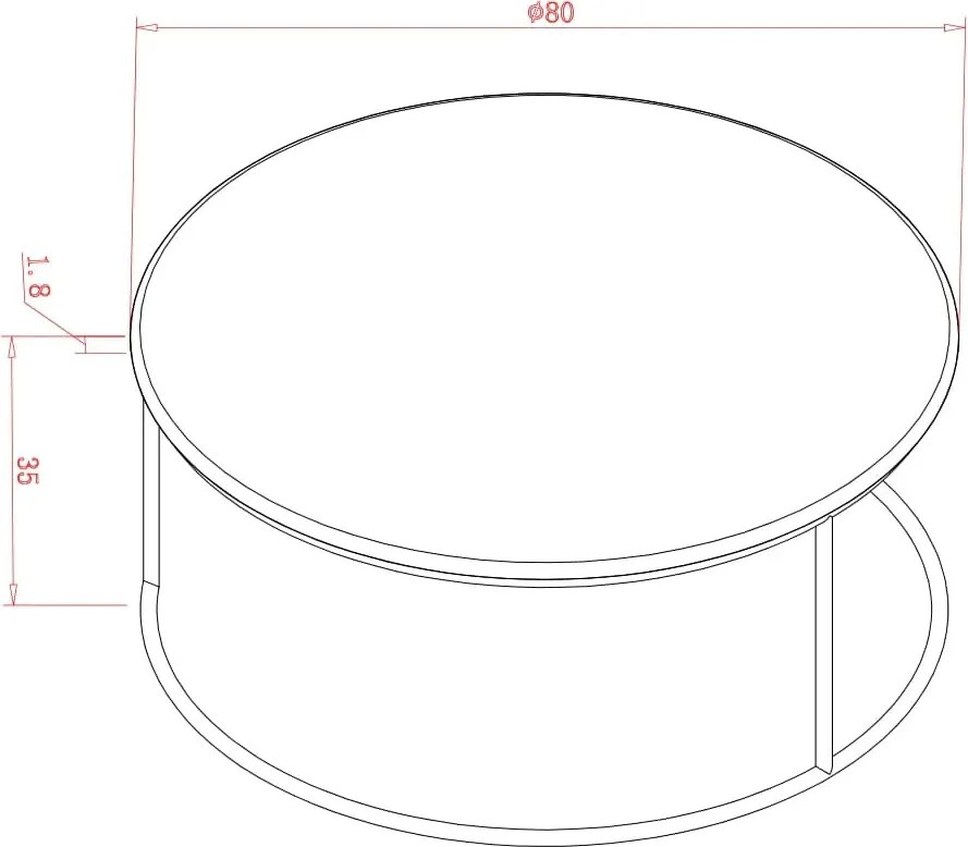 Konferenční stolek Rose Hill 80 cm zelený/zlatý