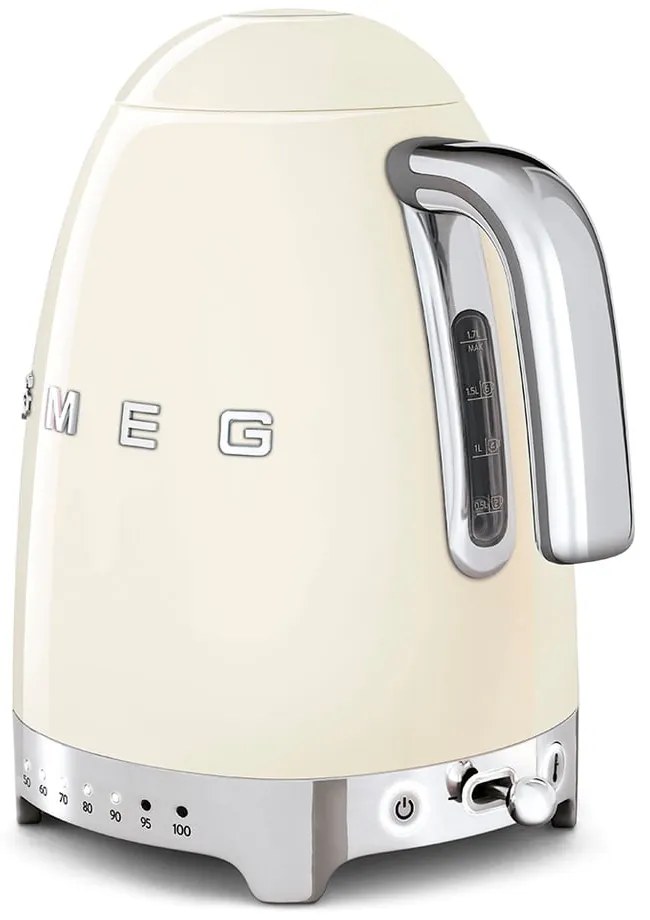 Krémová rychlovarná konvice z nerezové oceli 1,7 l Retro Style – SMEG