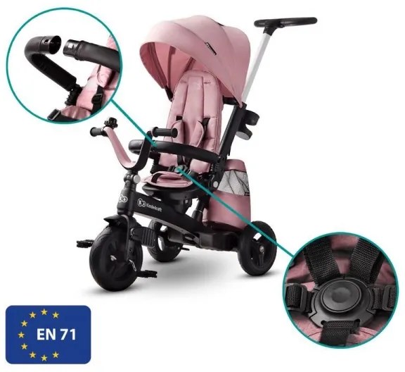 KINDERKRAFT - Dětská tříkolka 5v1 EASYTWIST růžová/černá