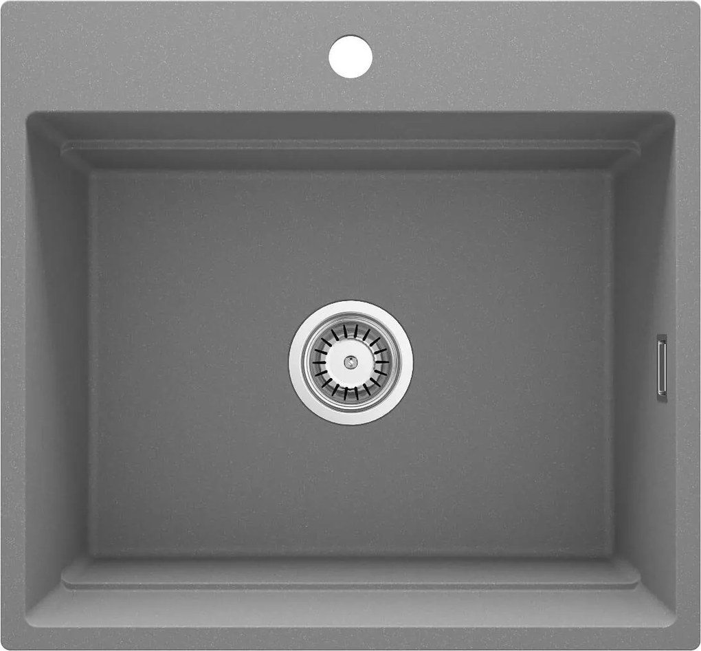Deante Magnetic, 1-komorový granitový dřez 560x520x220mm, šedá metalíza, DEA-ZRM_S10A