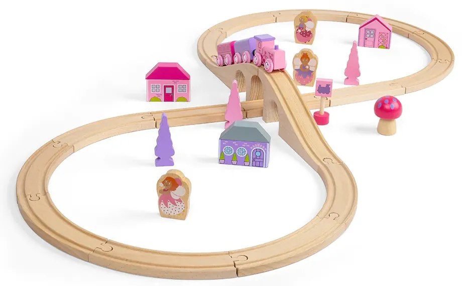 Bigjigs Rail Dřevěná vláčkodráha osmička pro princezny 35 dílů