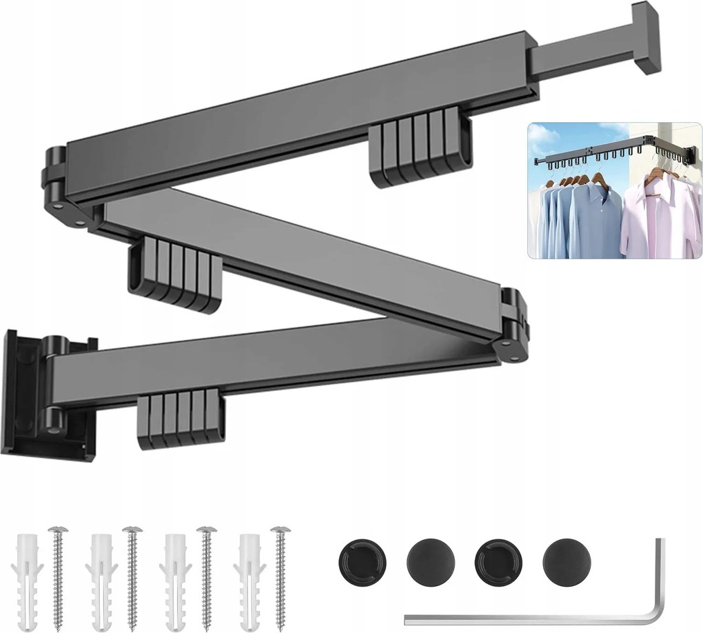 Výsuvný 3-STUPŇOVÝ Skládací Věšák Na Oblečení S Háčky, 120 CM