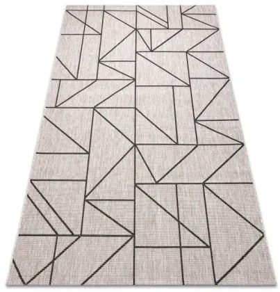 Koberec SIZAL FLOORLUX 20605 geometrický trojúhelník - stříbrný / černý