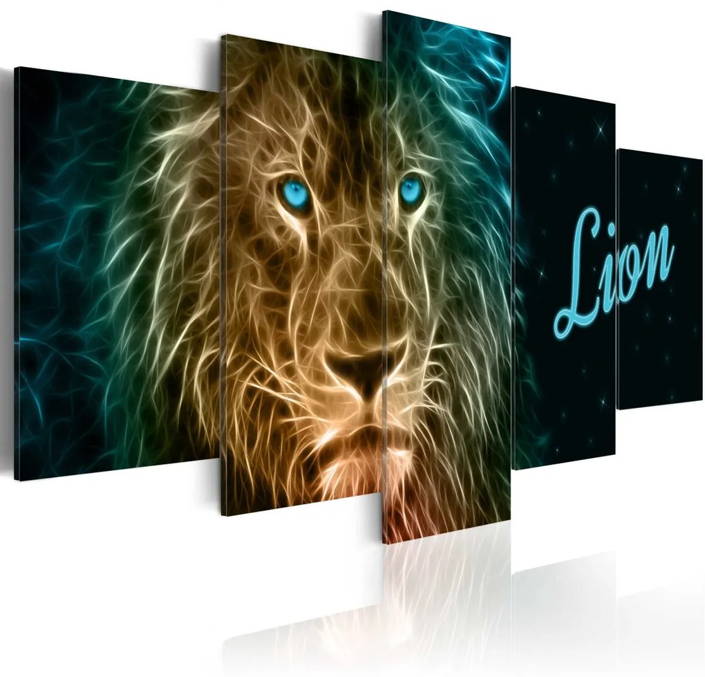Obraz - Gold lion - 200x100