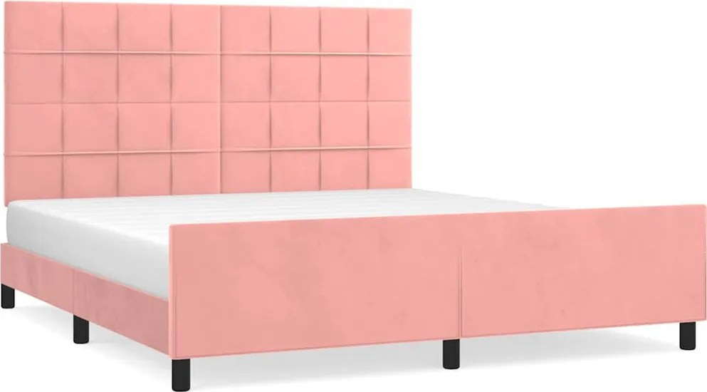 Rám postele s čelem růžový 160x200 cm samet 3125768