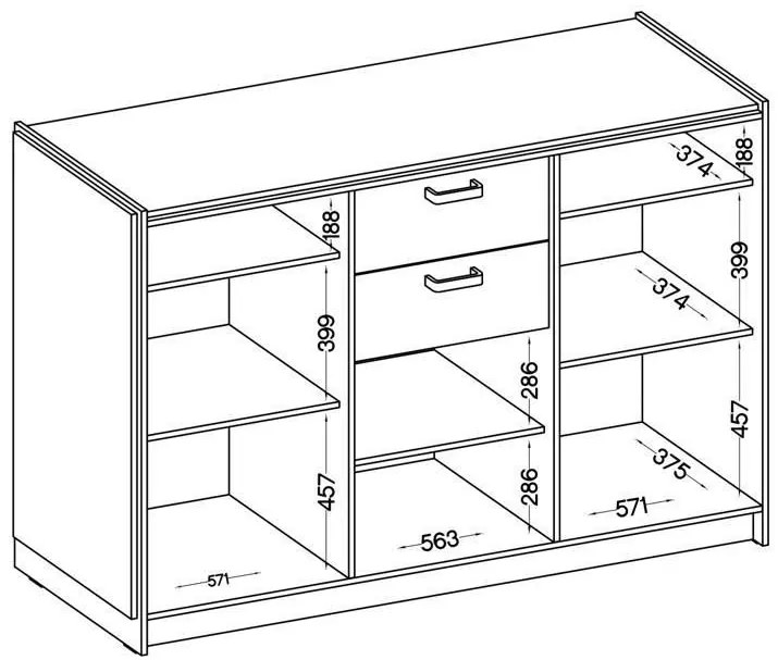 Komoda prosklená CARIA 3D2S