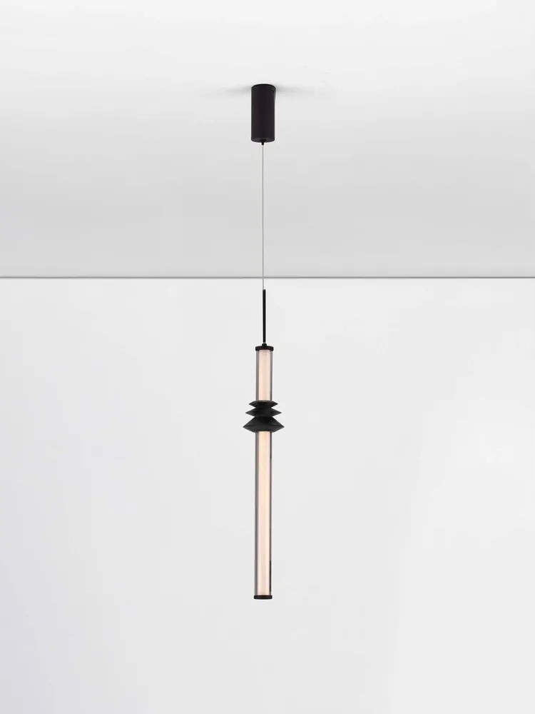 Matně černé keramické LED stmívatelné závěsné svítidlo se stínidlem z akrylového skla ø 8 cm Stalactite – Nova Luce