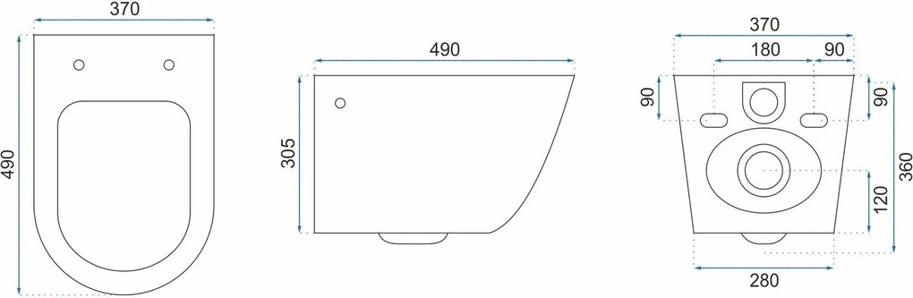 Rea Oliver, závěsná WC mísa Rimless se sedátkem s pomalým dopadem, bílá, REA-C6509