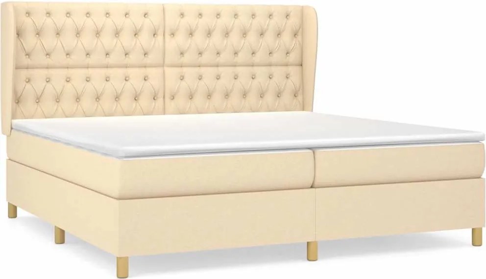 Box spring postel s matrací krémová 200x200 cm textil 3128794