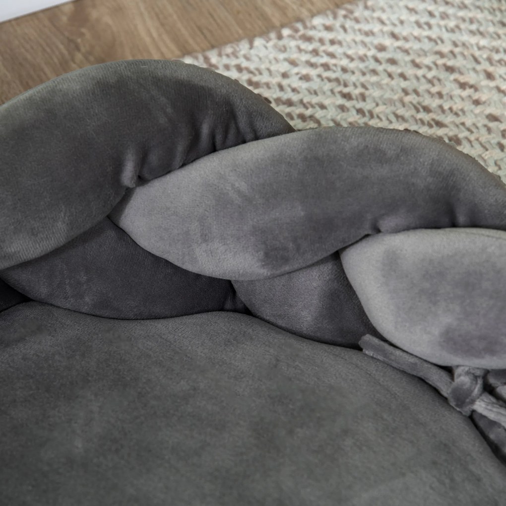 PawHut pohovka pro psy pratelná v pračce včetně polštáře kulatý pelíšek pro kočky 55 cm x 55 cm x 14 cm pro malé psy sametová na dotek šedá | Aosom.de