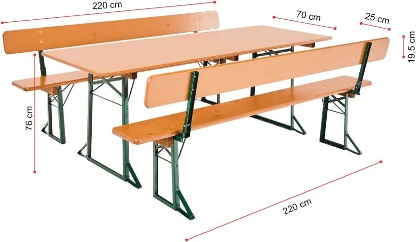 Hawaj Pivní set 220 x 70 x 25 cm s opěrkou