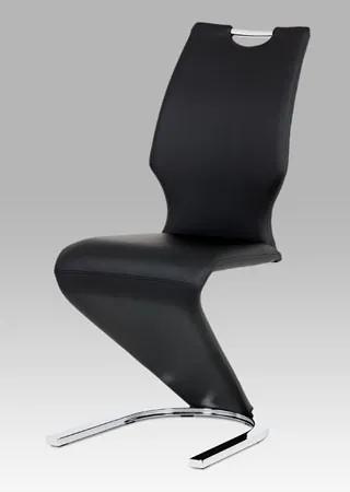 Autronic - Jídelní židle, ekokůže černá, chrom - HC-997 BK