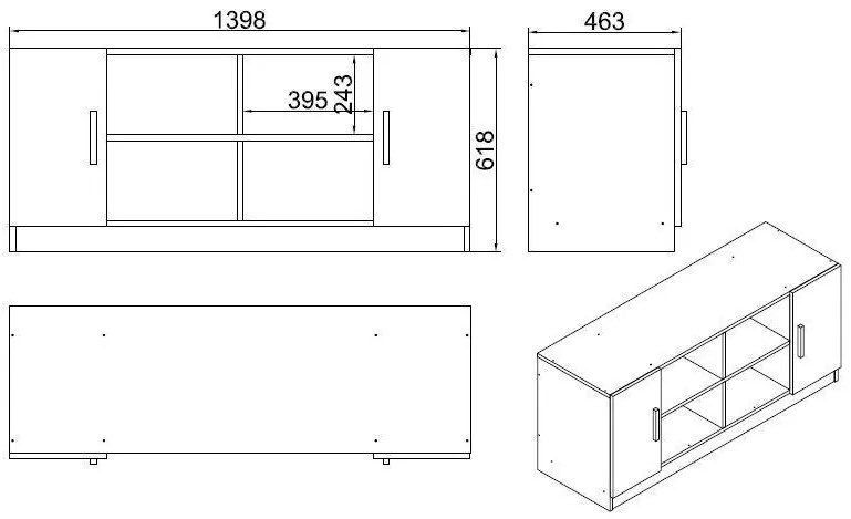 Komoda Vario F 139,8 cm tmavě hnědá/antracit