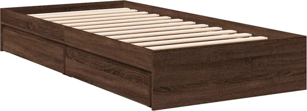 Rám postele se zásuvkami hnědý dub 75 x 190 cm kompozitní dřevo 3280719