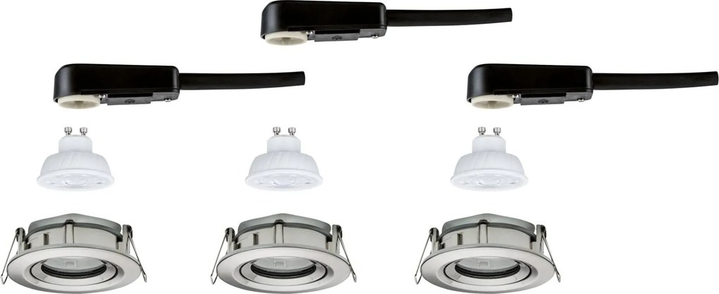 P 92417 LED vestavné svítidlo Nova Plus GU10 Flat IP65 93mm 3x4,9W 230V stmívatelné 2700K kov kartáčovaný - PAULMANN