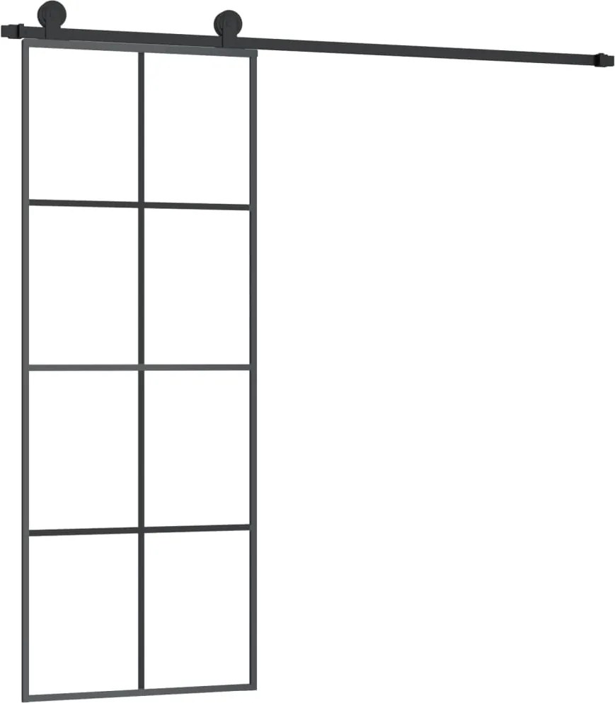 Posuvné dveře s kováním 76x205 cm ESG sklo a hliník 3152140