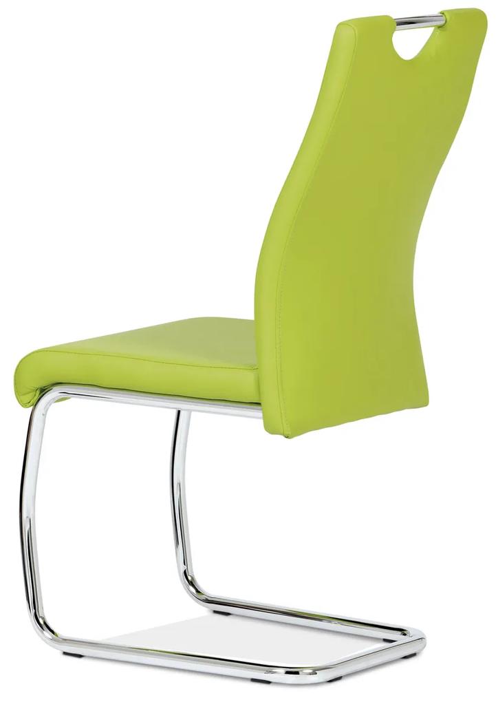Jídelní židle PULA, koženka zelená/chrom