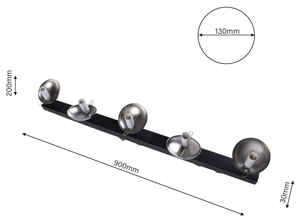 Stropní svítidlo Sfera, 5x bílé skleněné stínítko, b/ch
